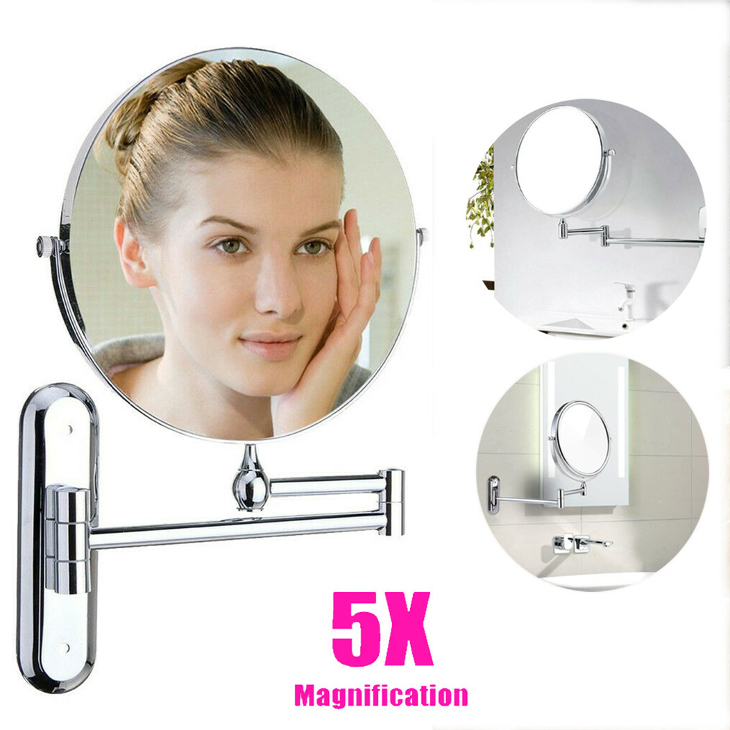5X Extending Magnifying Mirror Wall Mount Bathroom 2-Side Makeup ...