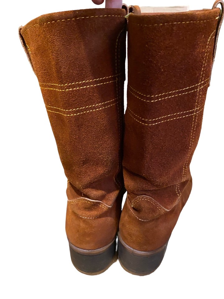 Men's Vtg 70's Rusty Suede Leather Platform Rock n Roll Disco Boots sz ...