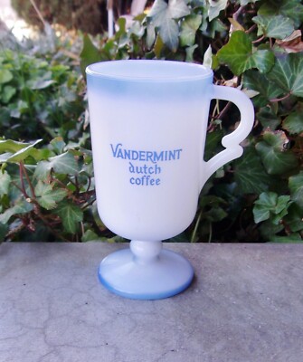 Vintage Vandermint Dutch Coffee Pedestal Glass Mug Air Brushed Revised ...