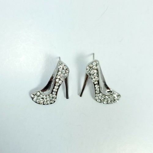 E0185 Silver Tone Based Clear Rhinestones Mini Lady Hill Shoe Stud Post ...