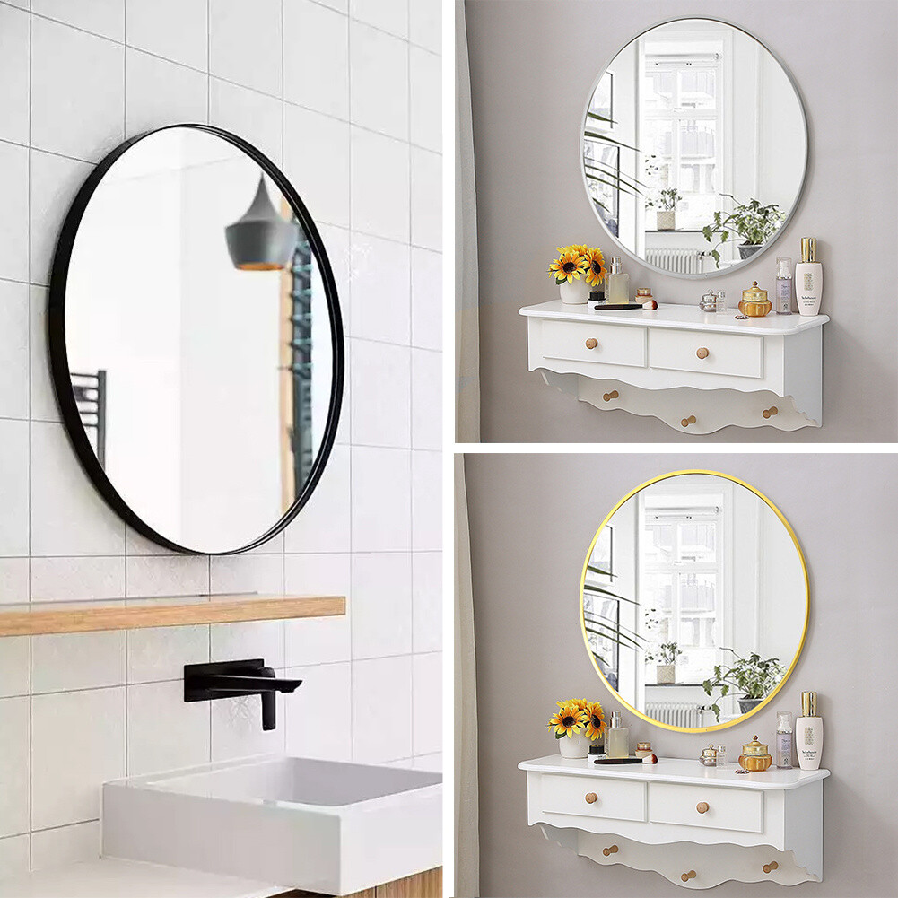Curved Wall Mounted Makeup Mirror Kleankin Round Illuminated Bathroom