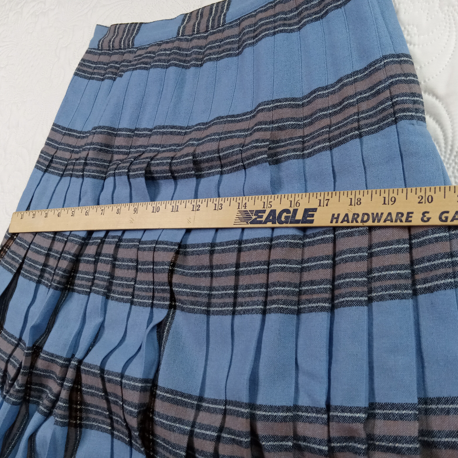 Pendleton Reversible Wool Skirt Blue Brown Plaid Plea… - Gem