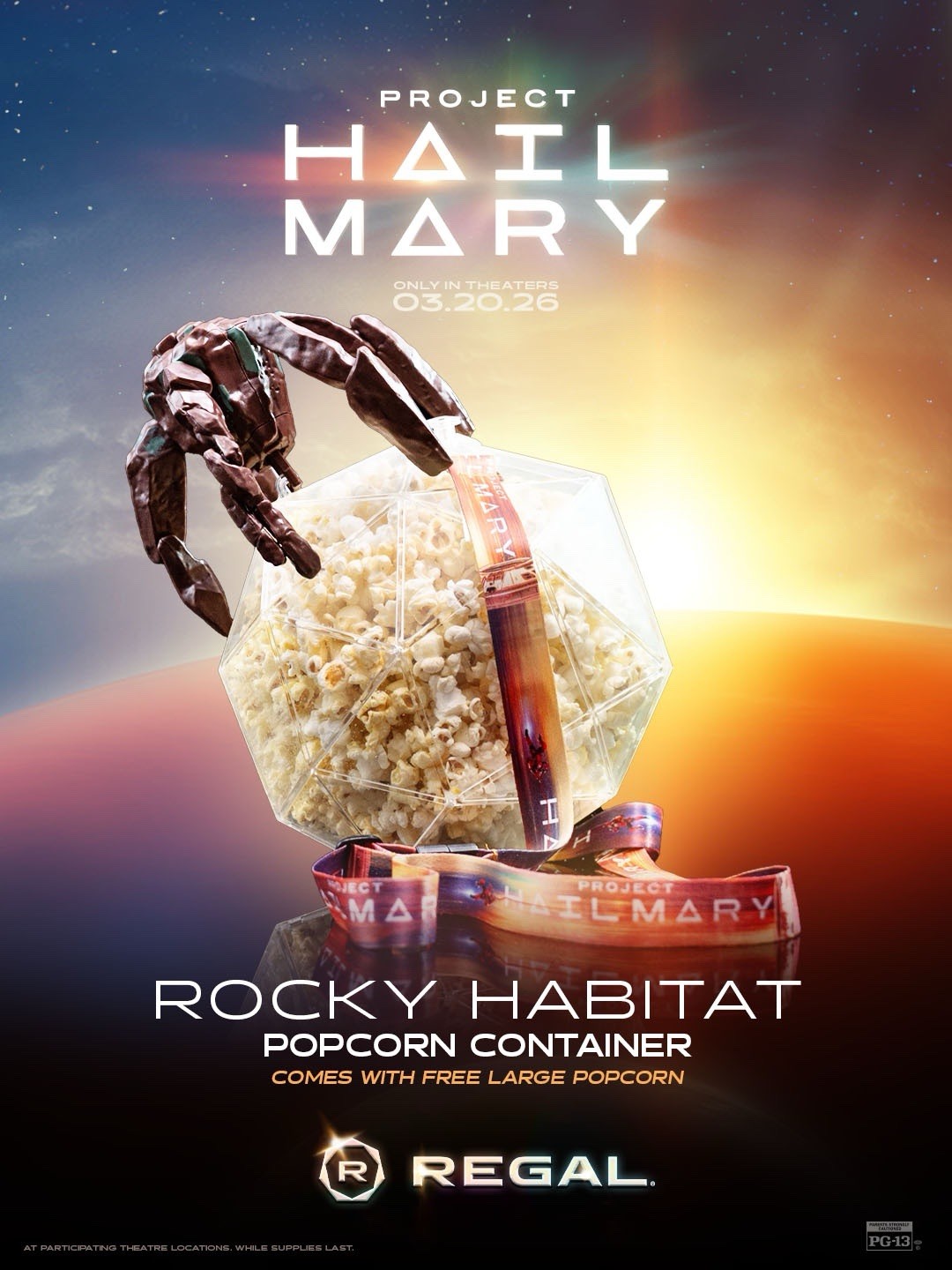AUTHENTIC Project Hail Mary Regal Cinemark Rocky Habitat Popcorn Bucket ...