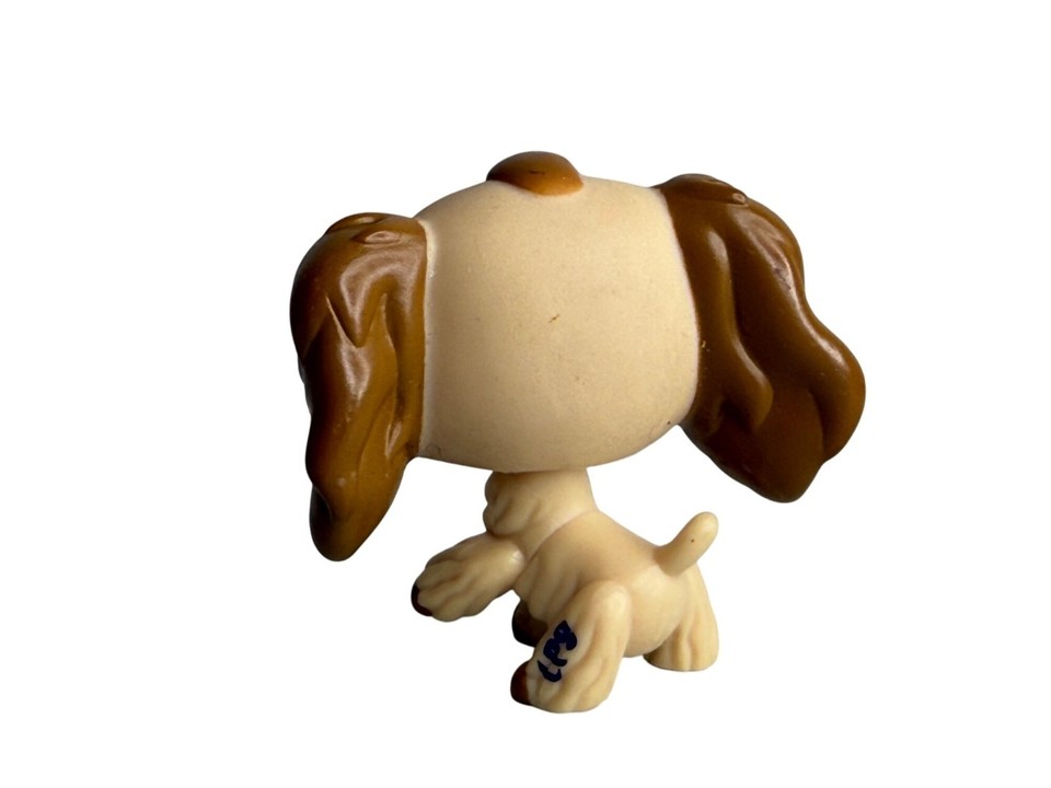 Authentic Littlest Pet Shop 1963 Cocker Spaniel RARE Dog Tan Pink Heart ...