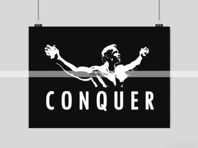 ARNOLD SCHWARZENEGGER CONQUER POSTER GYM PRINT FITNESS QUOTE -A2 A1 SIZE | eBay UK