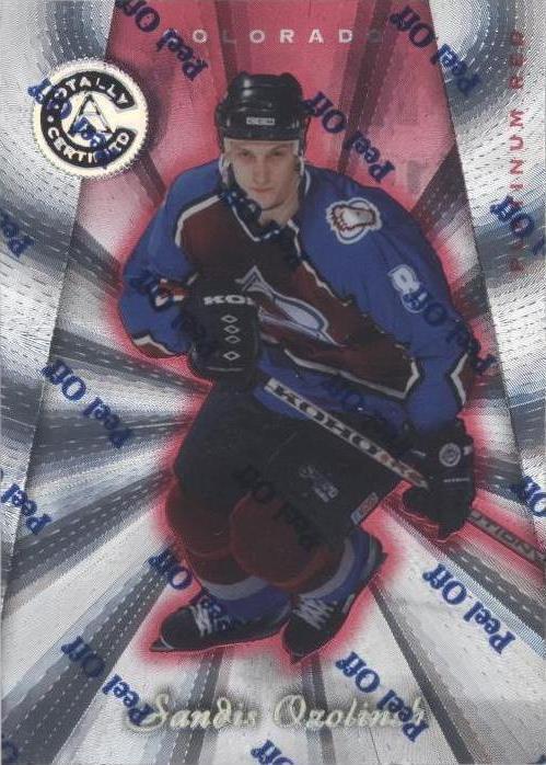 1997-98 Pinnacle Totally Certified - Sandis Ozolinsh #89 Platinum Red ...