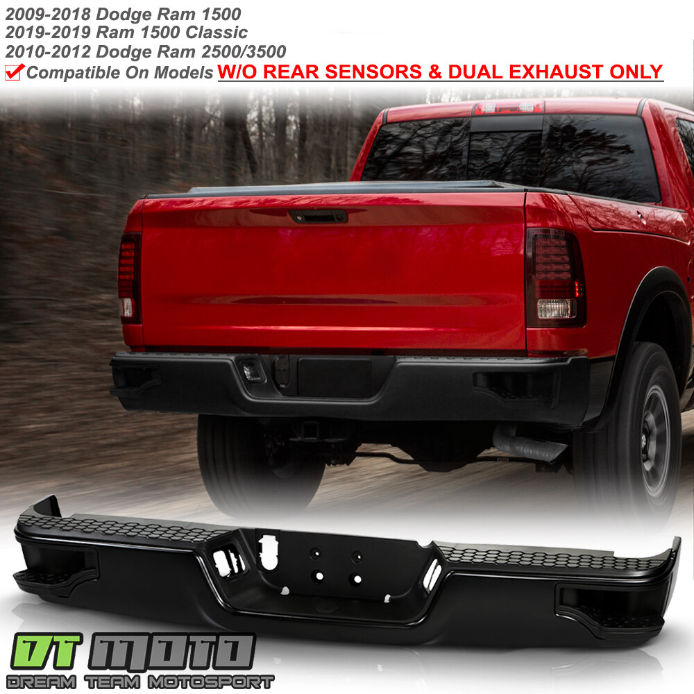 2009-2018 Dodge Ram 1500 Black [Corner Step Style] Complete Rear Bumper ...