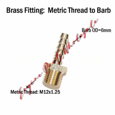 Brass Male Thread M12 M12x1.25 to Barb 6mm 1/4" Connector Hose Fitting ...