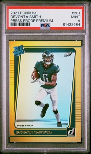 2021 Donruss Press Proof Prem Gold Devonta Smith Rated Rookie #261 PSA ...