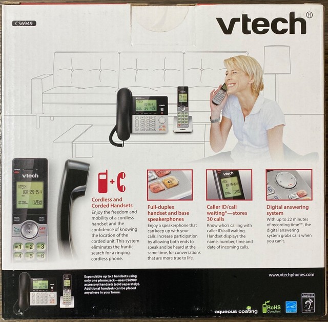 VTech Cs6949 Corded Cordless DECT Phone W/ Answering System for sale ...