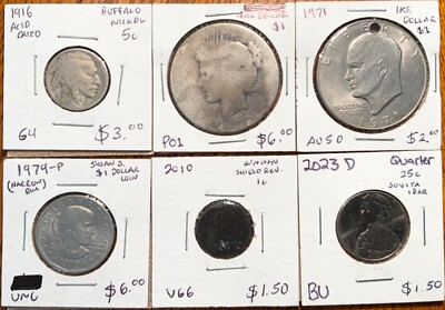 Lot of Assorted United States Coins (6 Total) - Peace Dollar $1. | eBay