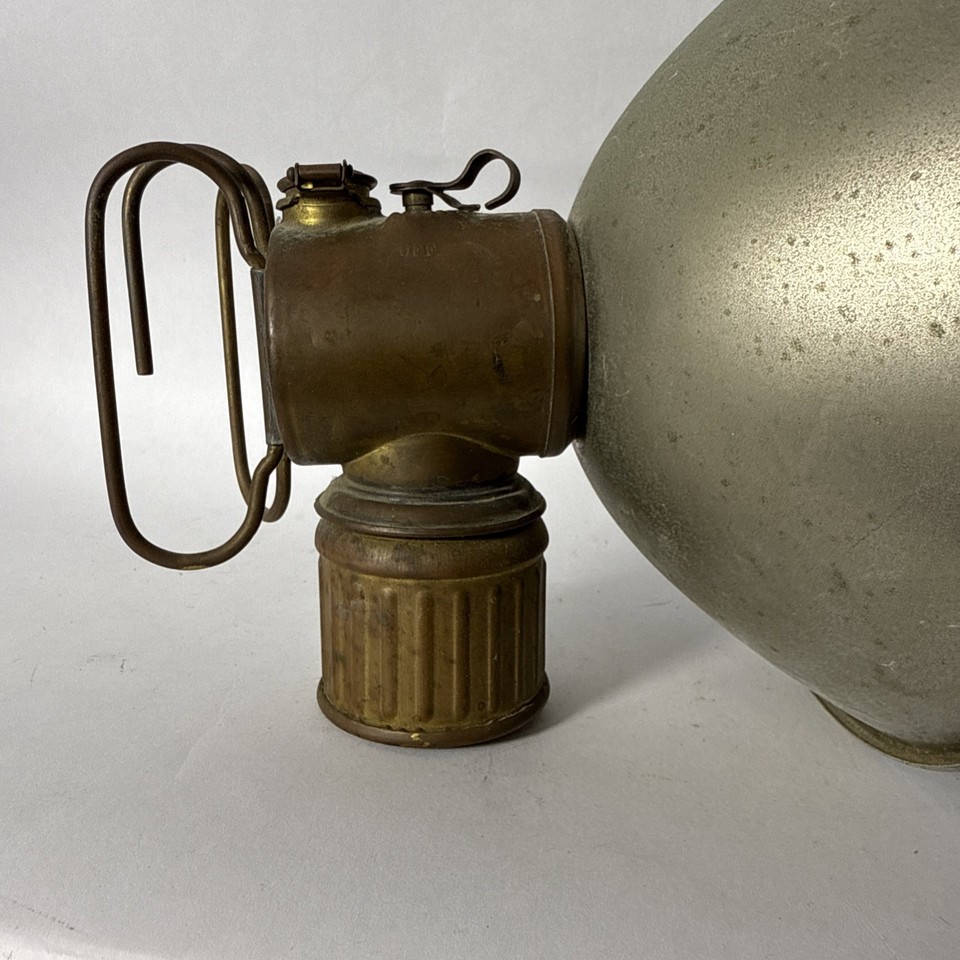 Vintage Coal Miners Justrite Lamp LARGE 7" DEFLECTOR Carbide Light ...