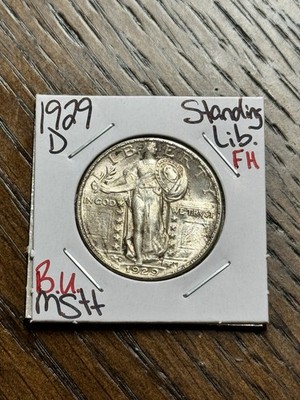 1929 D Standing Liberty Quarter FULL HEAD BU Uncirculated MS+ FH Coin ...