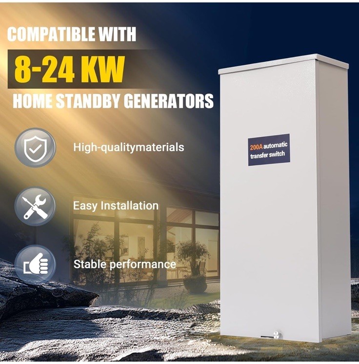 200 Amp Single Phase Generator Automatic Transfer Switch w/Power ...