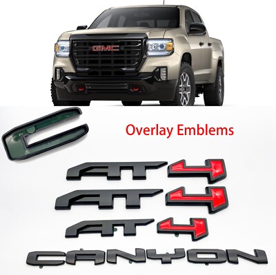 4pcs Emblems Fit 2021-2022 GMC Canyon AT4 Emblem Kit Matte Black ...