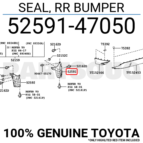 5259147050 Genuine Toyota SEAL, RR BUMPER 52591-47050 | eBay