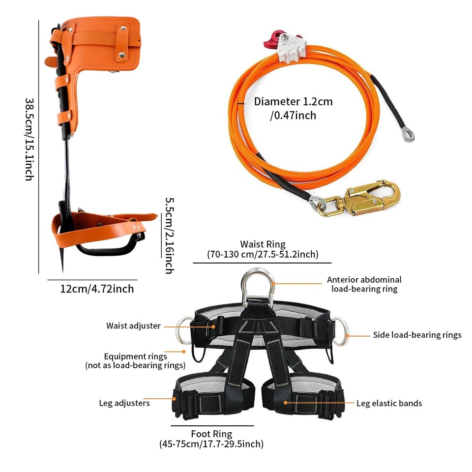 Tree Climbing Gear, Tree Climbing Spikes with Adjustable Climbing ...