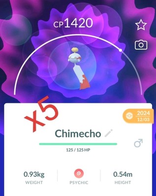 Chimecho x5 - Pokemon Trade GO - PvP IV & Lucky Chance! Fast Cheap Safe ...