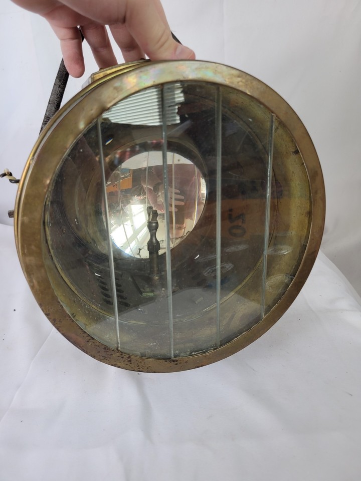 Antique Pair Rushmore Brass Lens Mirror Searchlight Lamp Rushmore ...