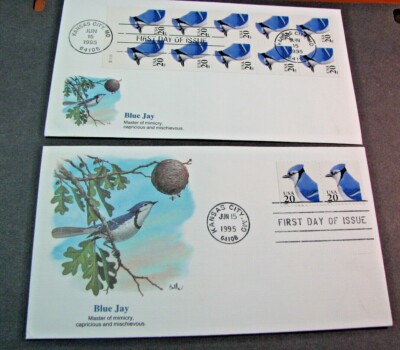 US Stamp FDC Scott# 3048,3048a Blue Jay 1995 PL10 | eBay