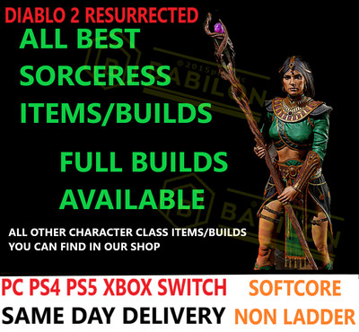 PC PS4 PS5 XBOX SWITCH SORCERESS ALL BEST ITEMS BUILD DIABLO 2 ...