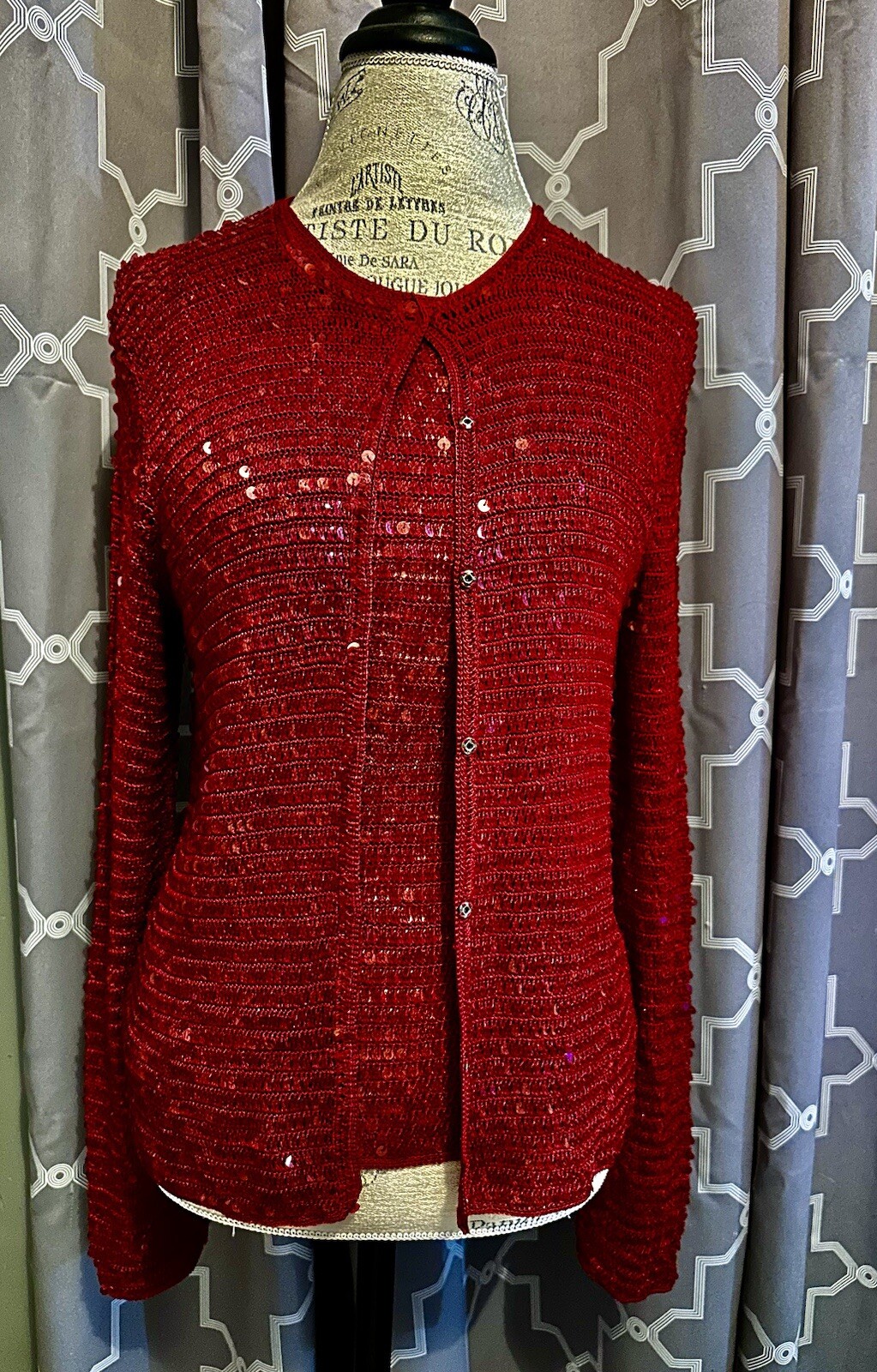 INC International Concepts Red Sequined 2-Piece Cardi… - Gem