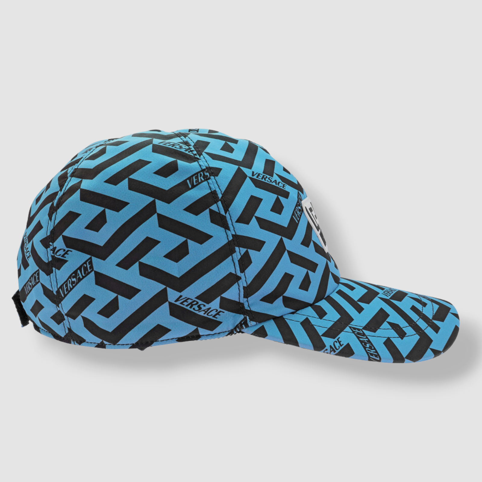 $475 Versace Men Blue Geometric Logo Print Baseball Cap Hat Size IT 58 ...