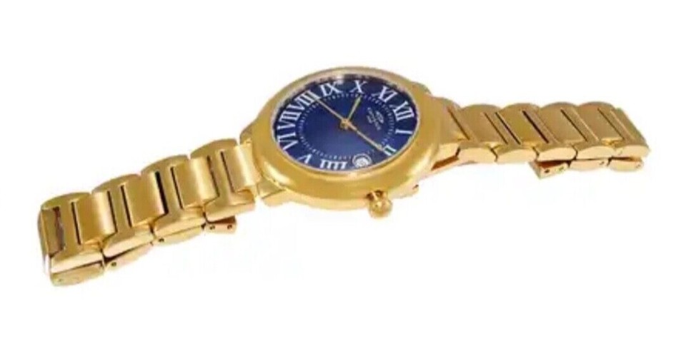 ONISS ION GOLD PLATED WATCH, BLUE FACE | eBay