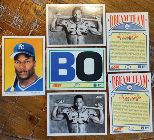BO! Bo Jackson 6 Cards! The infamous pose 90 Score #697 X3 + #687 X3 ...