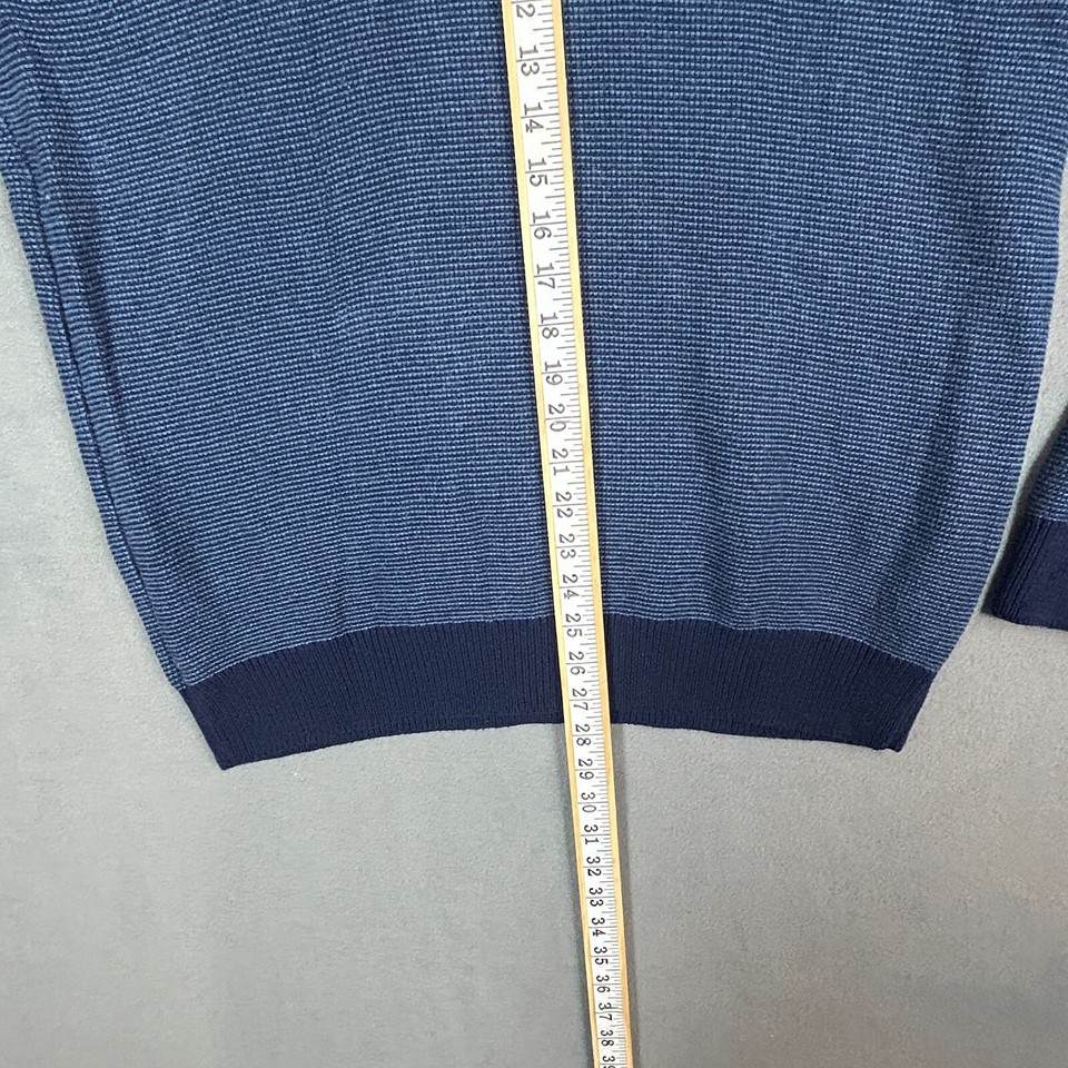 Chaps Sweater Mens Large Blue Long Sleeve Ribbed Hem 100% Cotton Tight ...