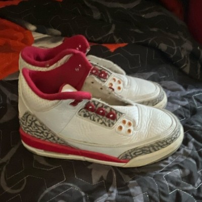 Jordan Air Jordan 3 White Red Elephant Print Leather Mid Top Sneakers ...