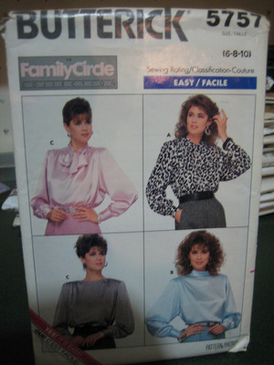 Butterick Family Circle Collection 5757 Misses Blouse Pattern - Size 6 ...