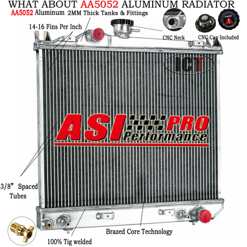 4-Row Full Aluminum Radiator For 1987-1991 Dodge Dakota 2.2L 2.5L 3.9L ...