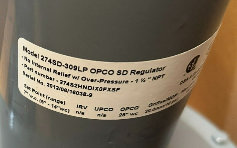 Honeywell Bryan Donkin 1 1/4" Gas Regulator with OPCO #274S2H NCIX0JXSF ...
