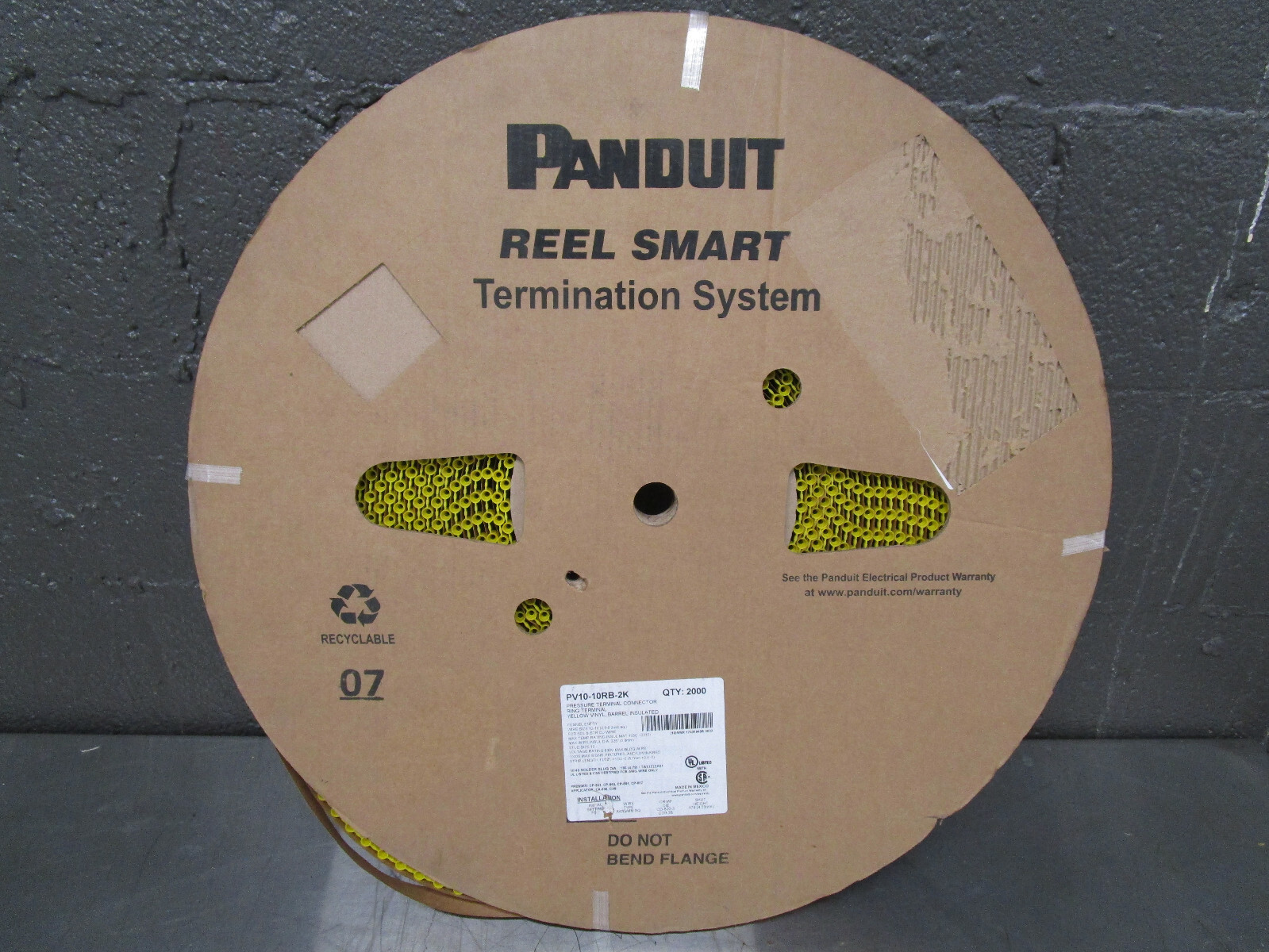 Reel 2000 PANDUIT PV10-10RB-2K Ring Pressure Terminal Vinyl 12 10AWG ...