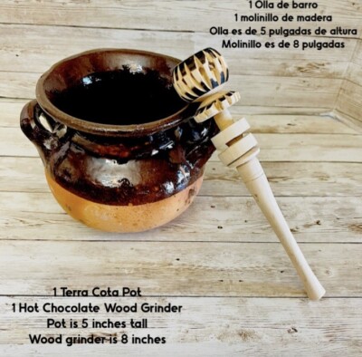 Olla De Barro Vidriado Chocolatera Con 1 Molinillo De Madera 1 Pot & 1 ...