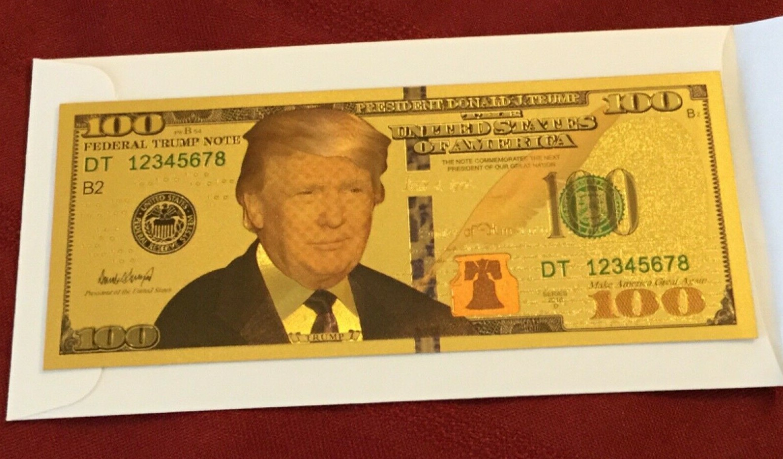 Donald Trump Authentic 24kt Gold Plated Commemorative $100 Bank Note | eBay