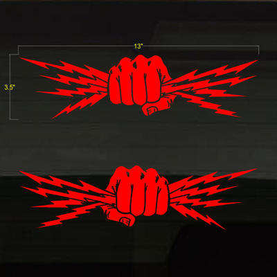 Fists Lightning Electrician Power Punch 13" Set (2) RED Engineer Decals ...