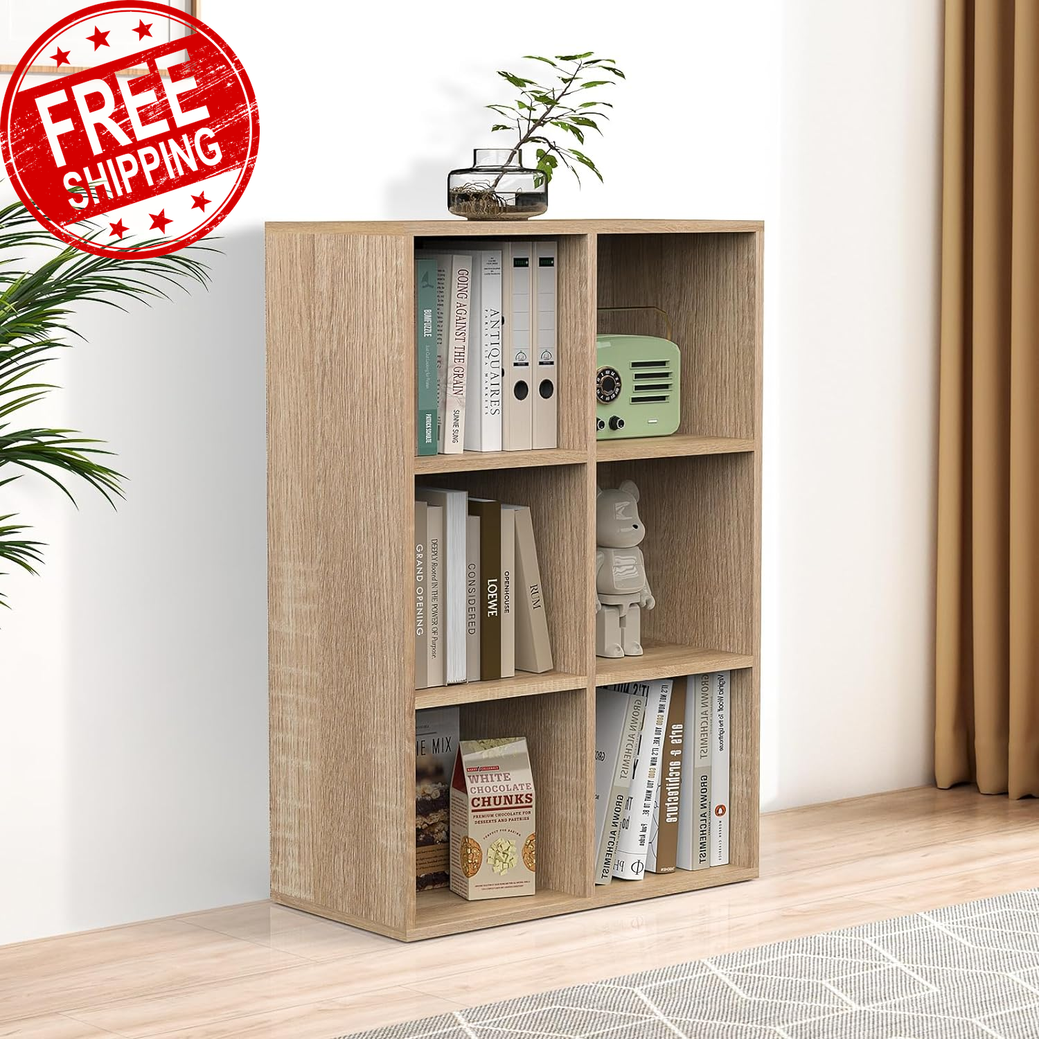 3 Tier Cube Bookshelf Storage Cabinet Wooden Bookcase, Multipurpose ...