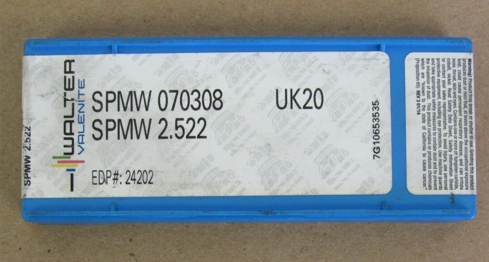 4 PCS WALTER VALENITE CARBIDE INSERT SPMW 070308 SPMW 2.522 GRADE UK20 ...