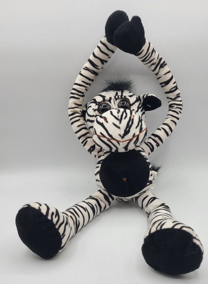 Rinco Zebra Plush Black White Stripe 2009 Stuffed Animal Toy Adjustable ...
