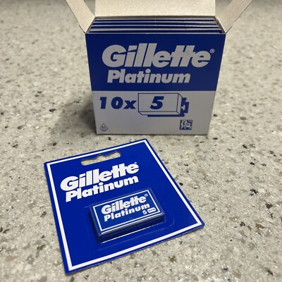50 Gillette Platinum DE double edge razor blades Brand New Free Ship | eBay