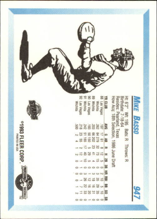 1993 Las Vegas Stars Fleer/ProCards #947 Mike Basso | eBay