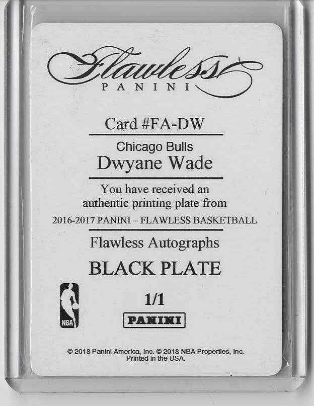 Dwyane Wade 2016-17 Panini Flawless Basketball Printing Plate SP ...