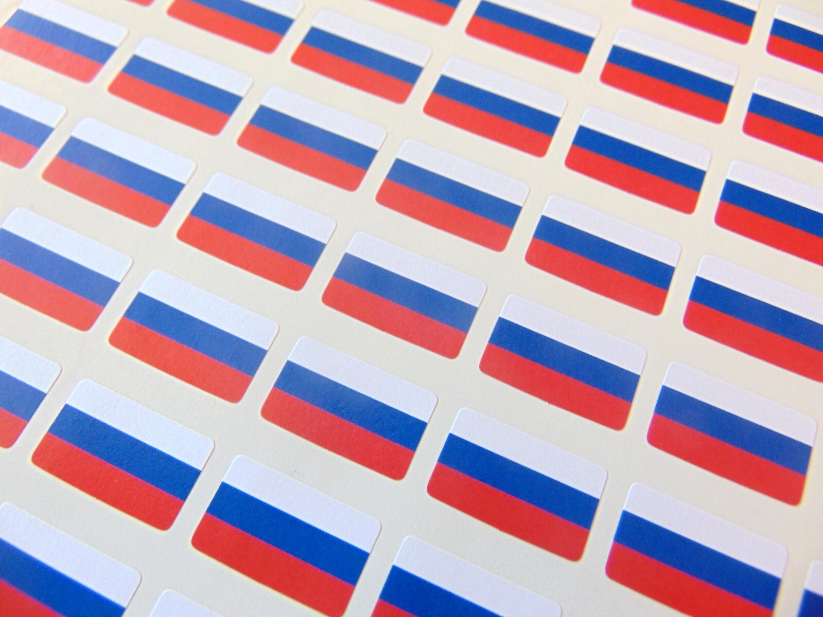 Pack of 64 Small 20x12mm Russia Russian Flag Stickers, Sticky Labels ...