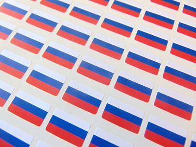 Pack of 64 Small 20x12mm Russia Russian Flag Stickers, Sticky Labels ...