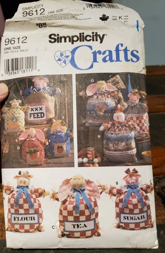 CRAFTS UNCUT SIMPLICITY 9612 Sewing Pattern FEED SACK DOLLS 12" 15" 20 ...