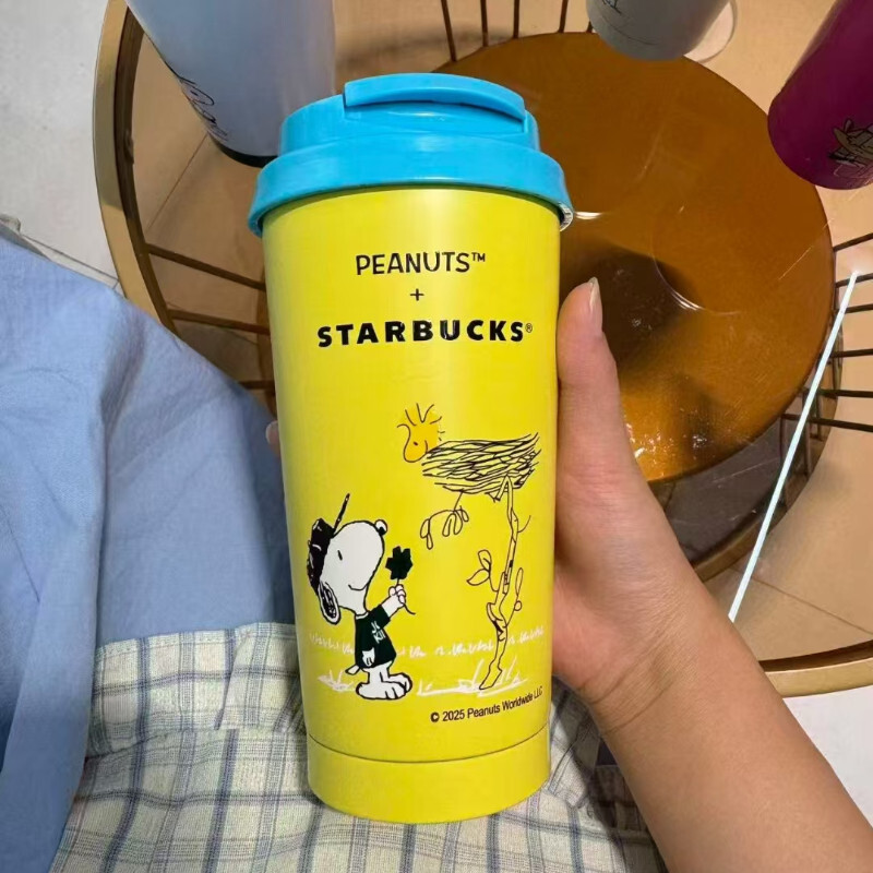 New 2025 Starbucks Snoopy Limited Yellow 16oz Cup Stainless Steel Desk ...