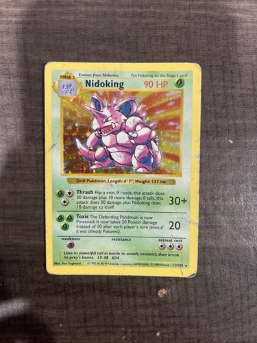 MP SHADOWLESS Nidoking 11/102 Base Set 1999 Holo Rare WOTC Pokémon Card ...