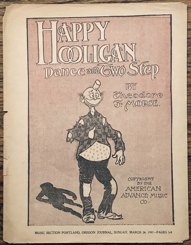 1907 NEWSPAPER COMIC STRIP sheet music HAPPY HOOLIGAN Dance & Two-Step ...